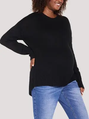 Motherhood Maternity Crew Neck Long Sleeve Sweater - Black