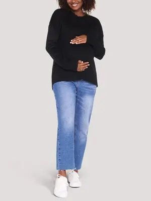 Motherhood Maternity Crew Neck Long Sleeve Sweater - Black