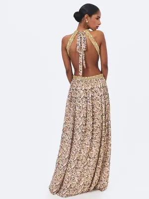 MISS CIRCLE NEW YORK Quinnlyn Chiffon Halter Maxi Dress