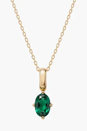 LITTLE SKY STONE Oval Birthstone Necklace - Emerald
