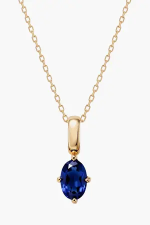 LITTLE SKY STONE Oval Birthstone Necklace - Sapphire