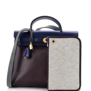 Hermès Herbag Zip Berline Vache Canvas And Leather 31