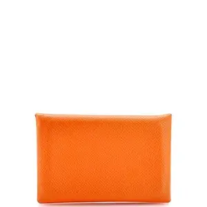 Hermès Calvi Card Holder Epsom - Orange