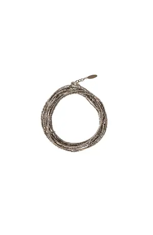 Brunello Cucinelli Hematite And Sterling Wrap Bracelet