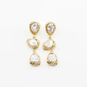 AREA STARS Aiza Organic Pearl Drop Earrings - Gold