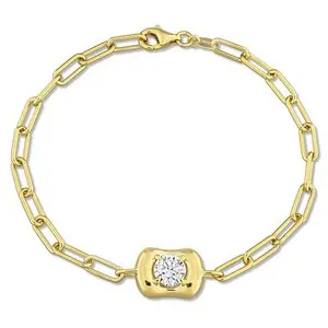 JULIANNA B. Lab-grown Diamond Puffed Paperclip Chain Bracelet - Yellow-plated