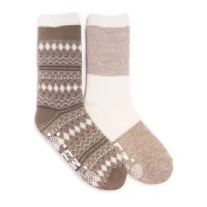 MUK LUKS 2 Pair Pack Tall Cozy Lounge Socks Timberwolf