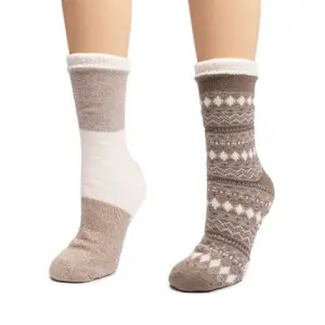 MUK LUKS 2 Pair Pack Tall Cozy Lounge Socks - Timberwolf