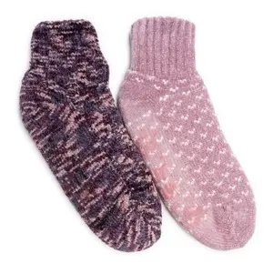 MUK LUKS 2 Pair Pack Cabin Chenille Socks Purple