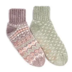 MUK LUKS 2 Pair Pack Cabin Chenille Socks Purple/sage