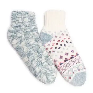 MUK LUKS 2 Pair Pack Cabin Chenille Socks - Soft Blue