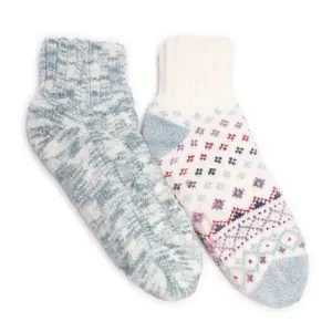 MUK LUKS 2 Pair Pack Cabin Chenille Socks Soft Blue