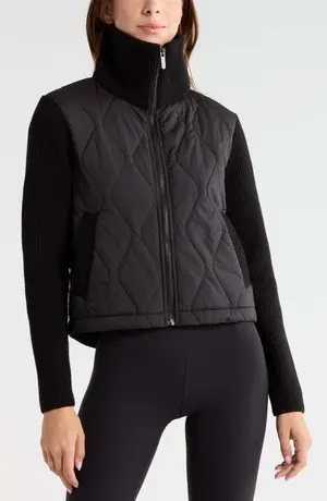 Zella Cascade Quilted Hybrid Jacket Black