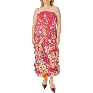 Endless Rose Floral Embroidered Strapless Maxi Dress - Mulberry