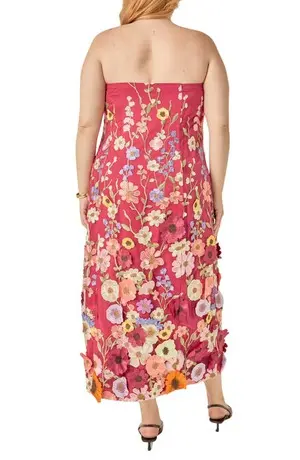 Endless Rose Floral Embroidered Strapless Maxi Dress