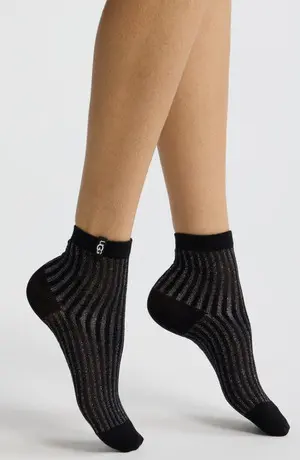 UGG Plora Metallic Stripe Quarter Socks - Black