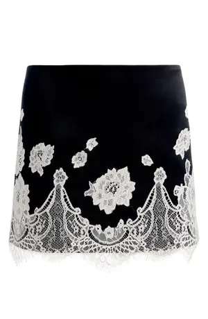 Alice + Olivia Rubi Lace Trim Miniskirt