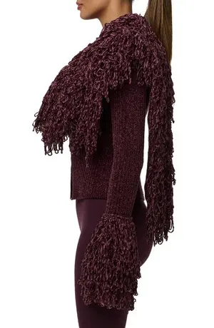 Naked Wardrobe Loop Fringe Ribbed Cardigan