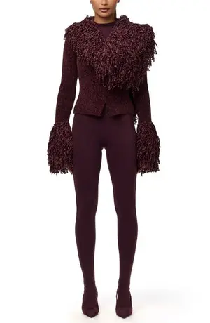 Naked Wardrobe Loop Fringe Ribbed Cardigan