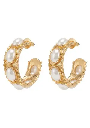 AREA STARS Nitia Pearl Hoops - Gold