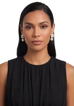 AREA STARS Indira Pearl Flower Drop Earrings
