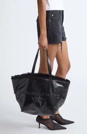 Alexander Wang Punch Genuine Shearling Lined Leather Tote