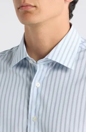 JACK VICTOR Dream Stripe Cotton Poplin Dress Shirt