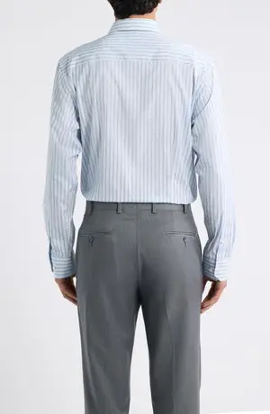 JACK VICTOR Dream Stripe Cotton Poplin Dress Shirt