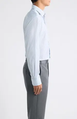 JACK VICTOR Dream Stripe Cotton Poplin Dress Shirt