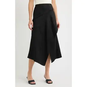 CITY BLUES Faux Suede Asymmetric Midi Dress Black