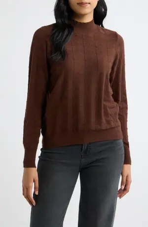 CITY BLUES Pattern Mock Neck Sweater - Brown
