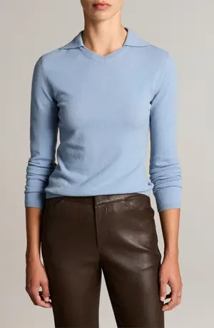 Vince V-neck Polo Sweater - Delphite