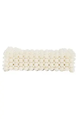 OLGA BERG Sally Imitation Pearl Top Handle Bag