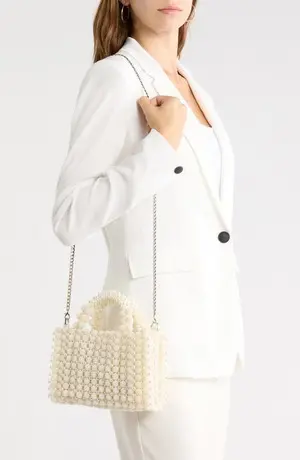 OLGA BERG Sally Imitation Pearl Top Handle Bag