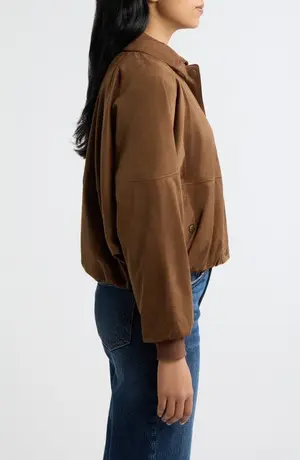 CITY BLUES Snap Front Faux Suede Jacket