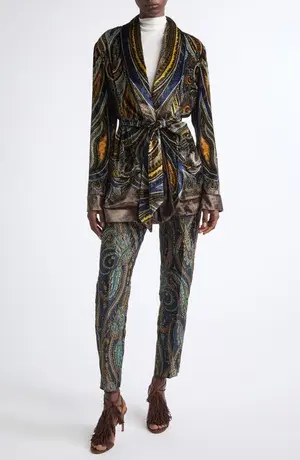 Etro Paisley Velvet Wrap Jacket - Printed Brown Base