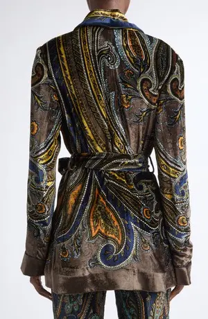 Etro Paisley Velvet Wrap Jacket - Printed Brown Base