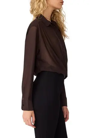 Steve Madden Sage Twist Front Crop Shirt - Dark Espresso