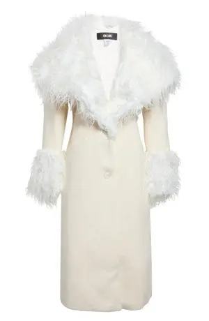 KIM SHUI Yun Faux Fur Trim Coat - Ivory