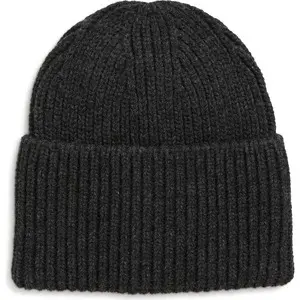 OPEN EDIT Core Wide Cuff Recycled Polyester Blend Beanie Dark Grey