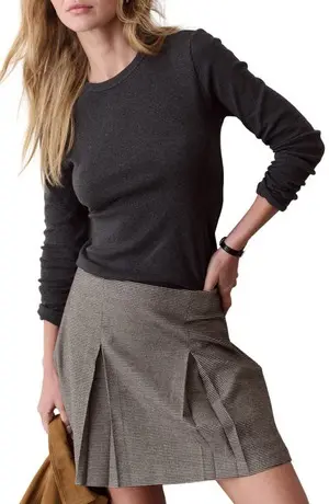 Marine Layer Mini Rib Long Sleeve Crewneck Tee - Charcoal