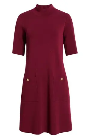 Julia Jordan Show Mock Neck Knit Dress - Wine