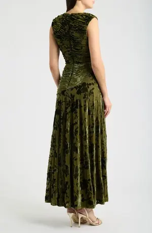 HUTCH Ester Ruched Velvet Gown
