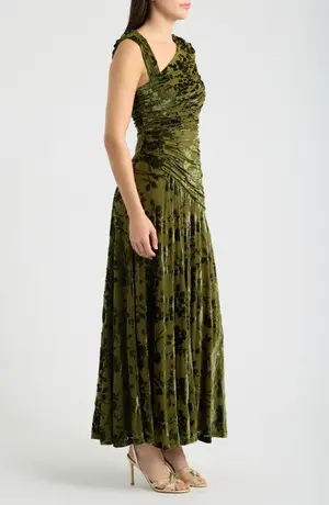 HUTCH Ester Ruched Velvet Gown