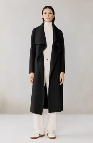 Soia & Kyo Britta Cascade Collar Wool Coat - Black