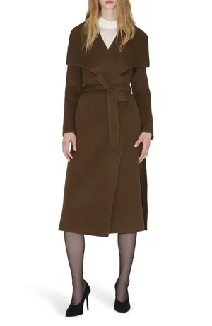 Soia & Kyo Britta Cascade Collar Wool Coat - Espresso
