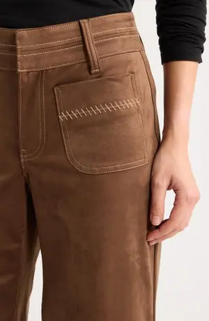 CITY BLUES Wide Leg Faux Suede Pants