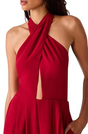 Steve Madden Aiyana Wide Leg Halter Jumpsuit