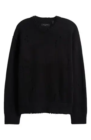 ALLSAINTS Wolf Crewneck Distressed Sweater Black