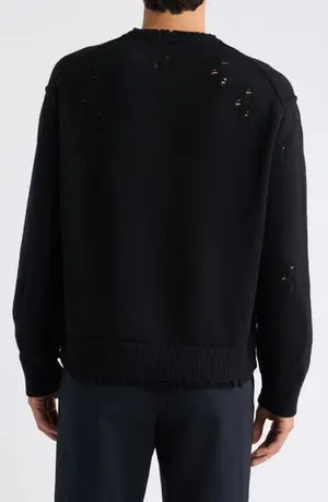 ALLSAINTS Wolf Crewneck Distressed Sweater - Black